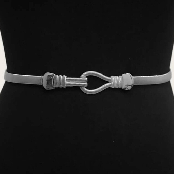 Accessories | Hook Loop Ultra Stretchy Silver Skinny Belt | Poshmark